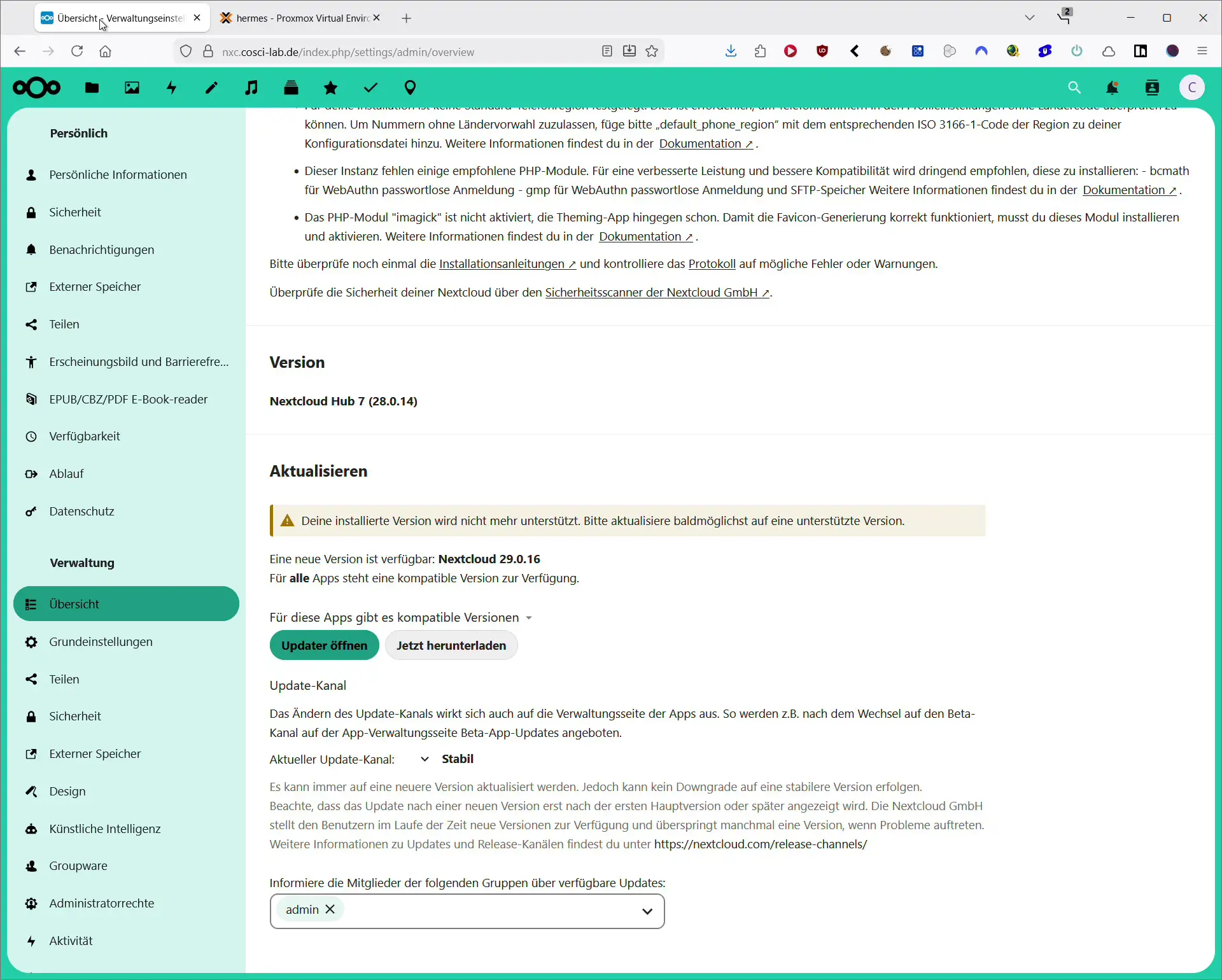 Update Nextcloud Server Safely - Web Updater and CLI Guide - CoSci Blog
